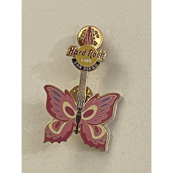Other | Hard Rock Cafe Pin Pinback San Diego Pink Butterfly Guitar Ma1 ...